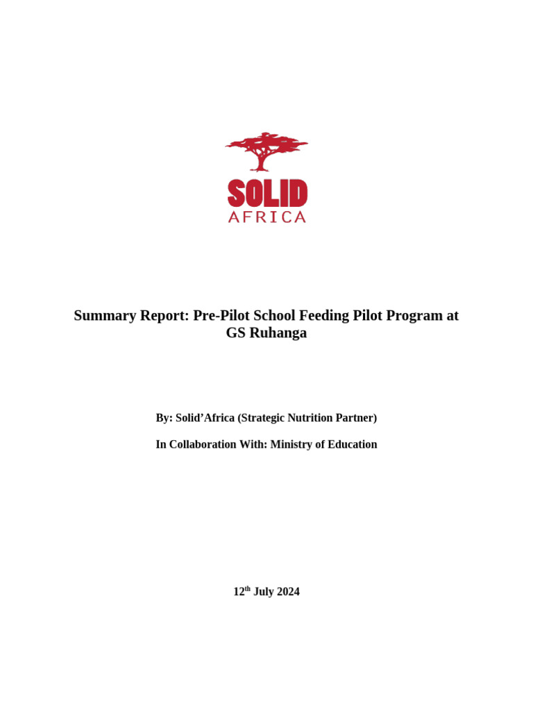 GS Ruhanga Pre-Pilot Program Report - Draft 1 - Solid'Africa | PDF | Vitamin | Vegetables