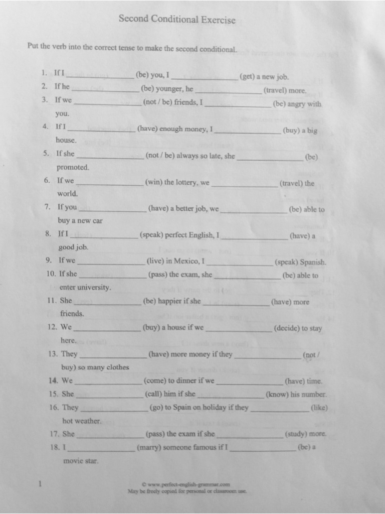 type 2 conditional sentence exercise | PDF