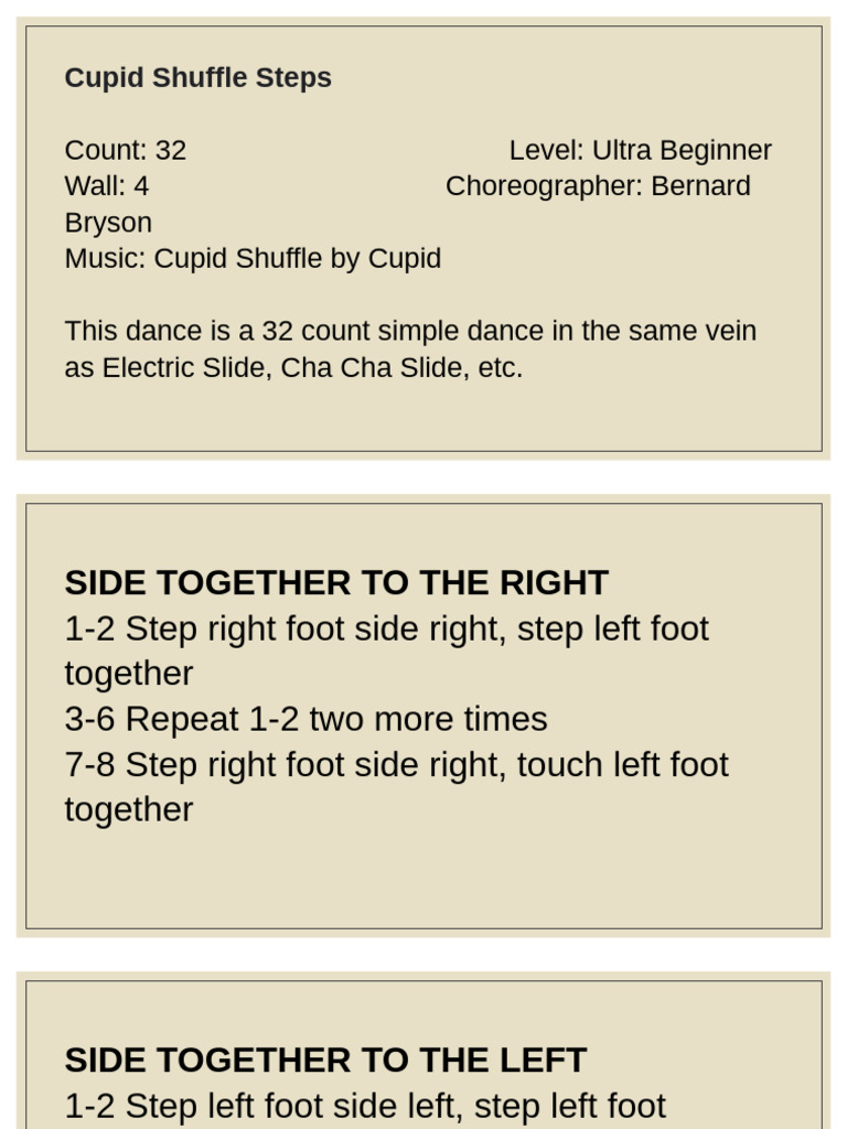 Cupid Shuffle Steps | PDF