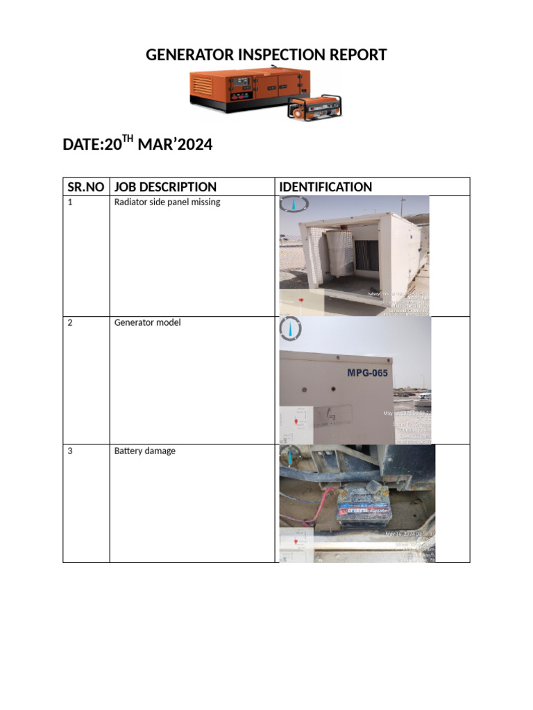 Generator Inspection Report 4 | PDF