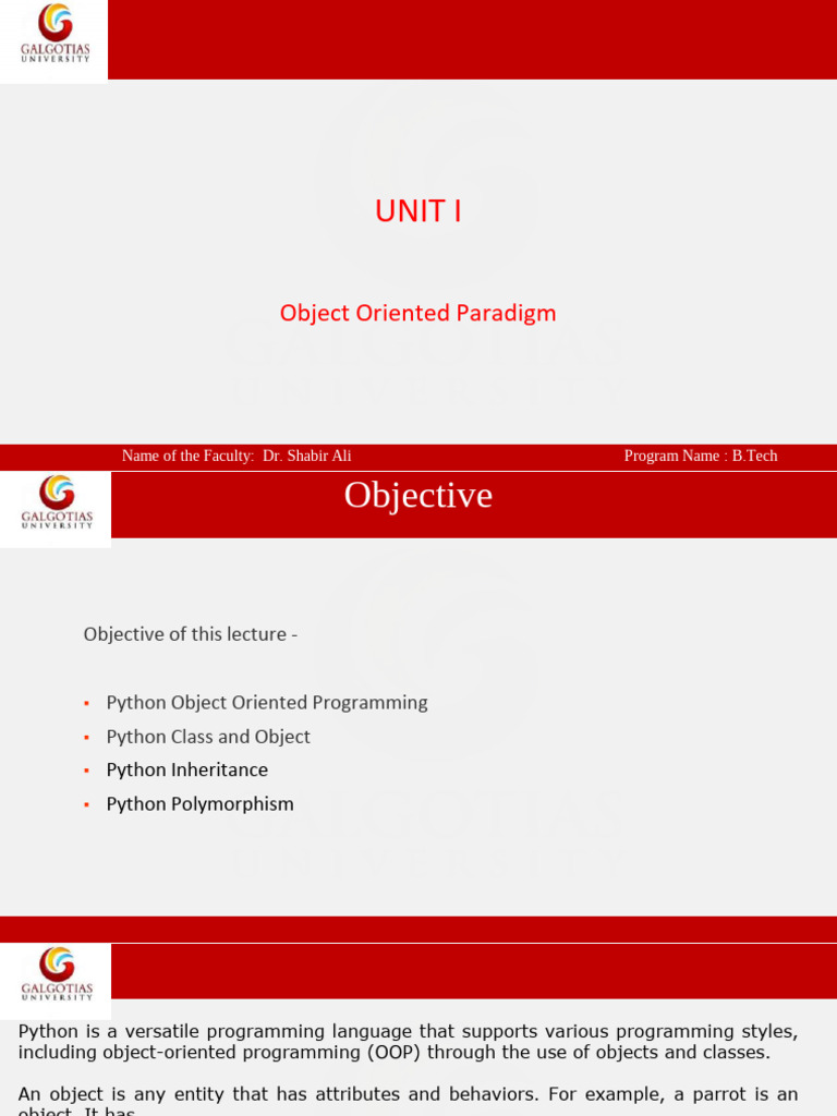 E2UC202C Unit 1 Lec 2- Object Oriented Paradigm | PDF | Inheritance (Object Oriented Programming ...