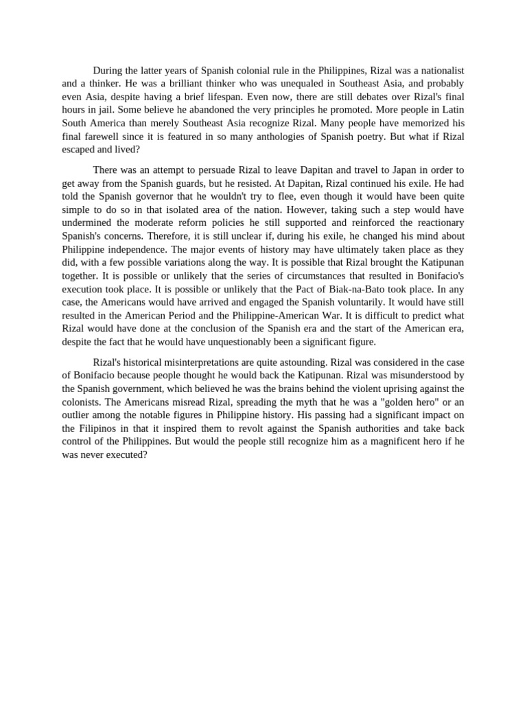 Rizal's Legacy and Historical Impact | PDF | Spanish East Indies ...