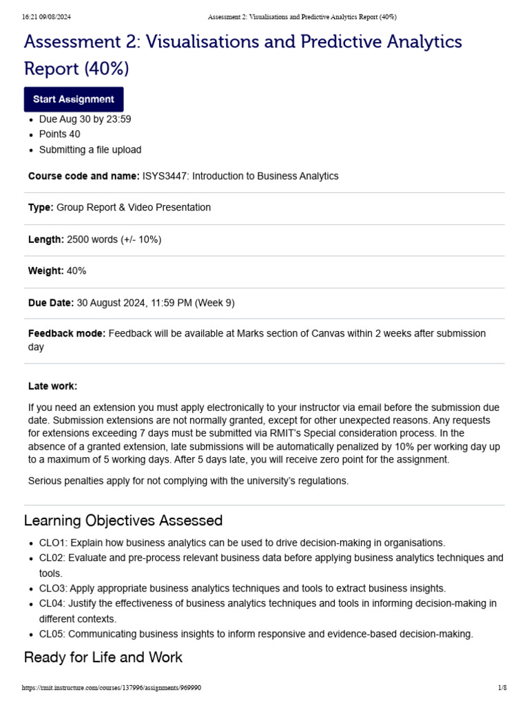 Assessment 2 Visulisations and Predictive Analytics | PDF | Analytics | Data Analysis