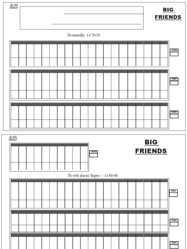 Abacus Big Friends Worksheet 2024 | PDF | Mathematics