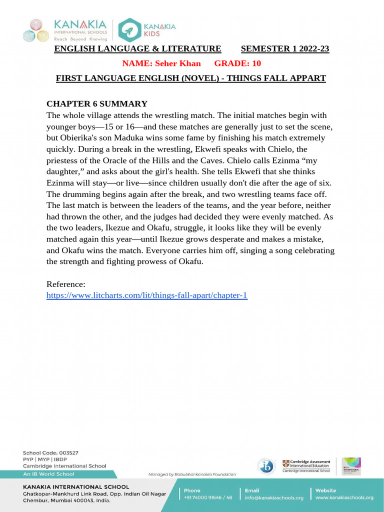 Things Fall Apart Chapter 6 Summary | PDF