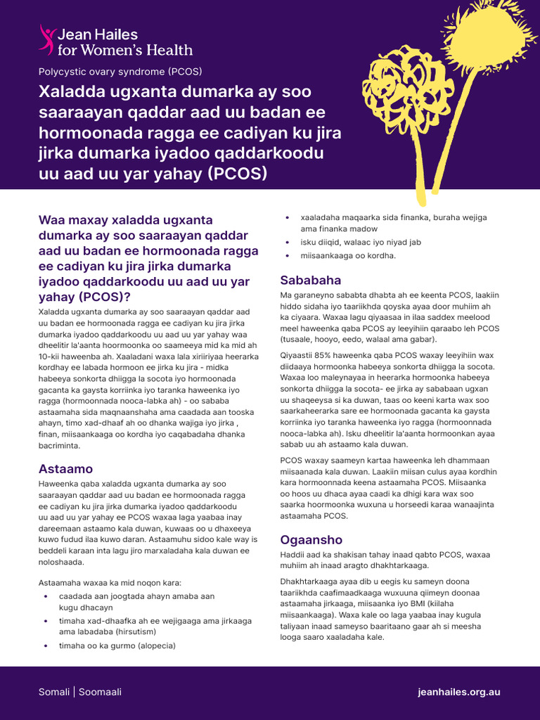 0523 JH Fact Sheet PCOS Somali TGD | PDF