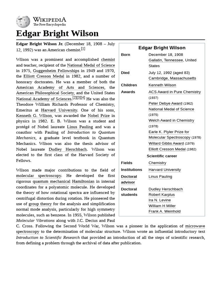 Edgar_Bright_Wilson | PDF | Atomic | Applied And Interdisciplinary Physics Edgar_Bright_Wilson | PDF | Atomic | Applied And Interdisciplinary Physics