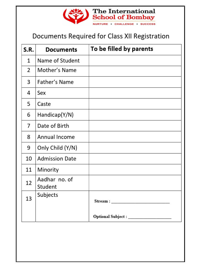 LOC Registration Class XII | PDF