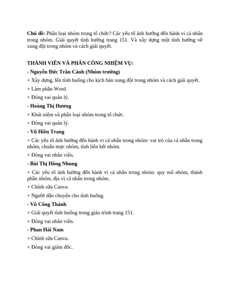 HVTC - Nhóm 9 - Nhóm Trong T CH C | PDF