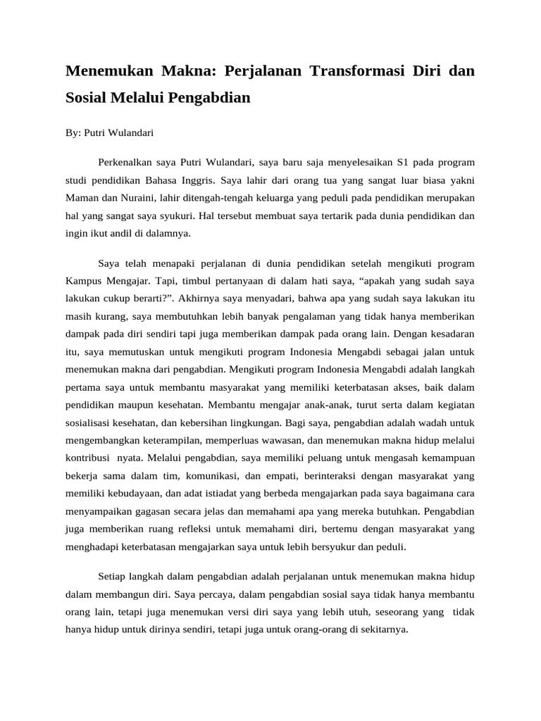 Transformasi Diri Melalui Pengabdian | PDF