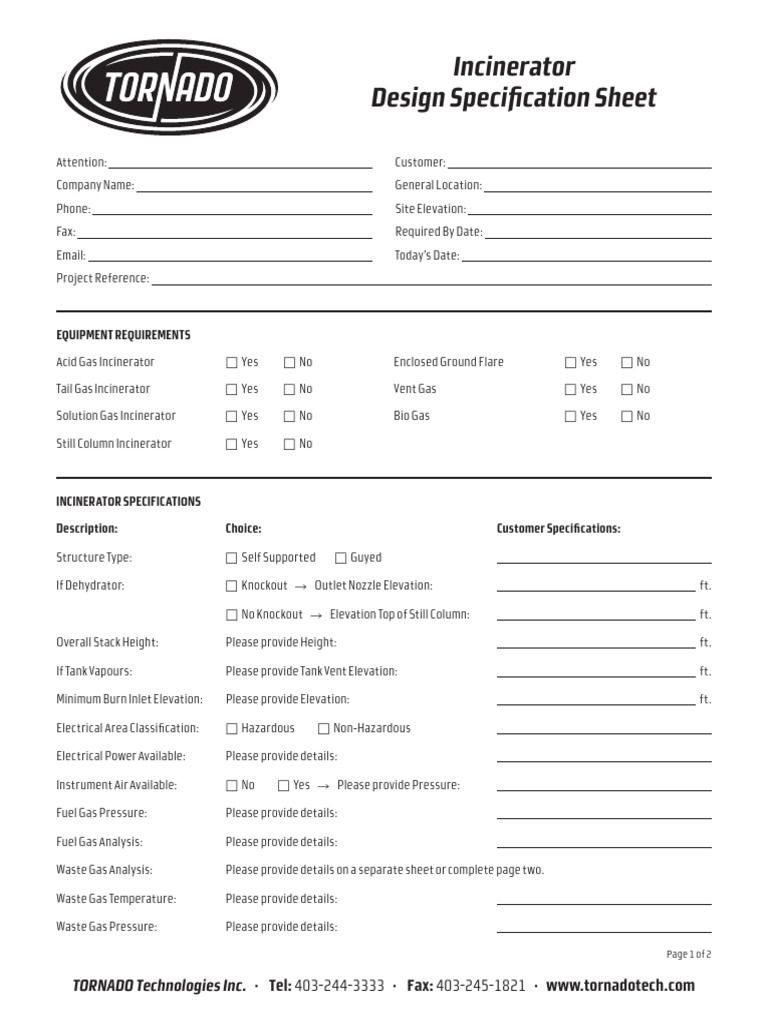 Spec Sheet Incinerator Design | PDF | Incineration | Waste