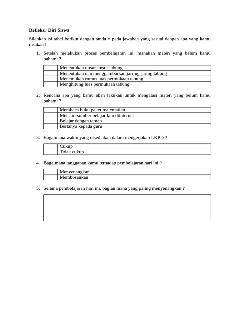 Refleksi Diri Siswa | PDF