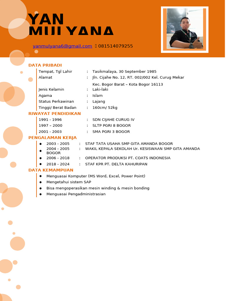 CV YAN MULYANA VERSI DOC | PDF