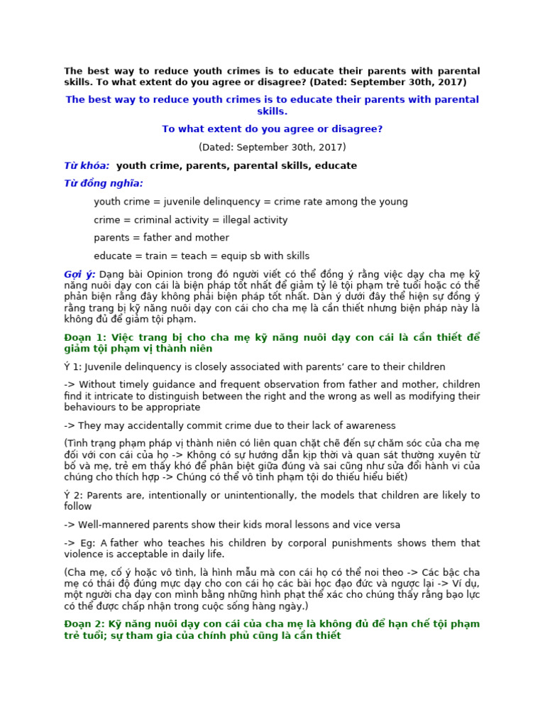 The Best Way To Reduce Youth Crimes Is To Educate Their Parents With ...