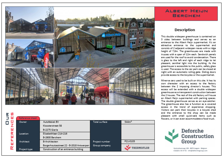 Brochure Technical Specifications Albert Heijn Berchem Entrance ...