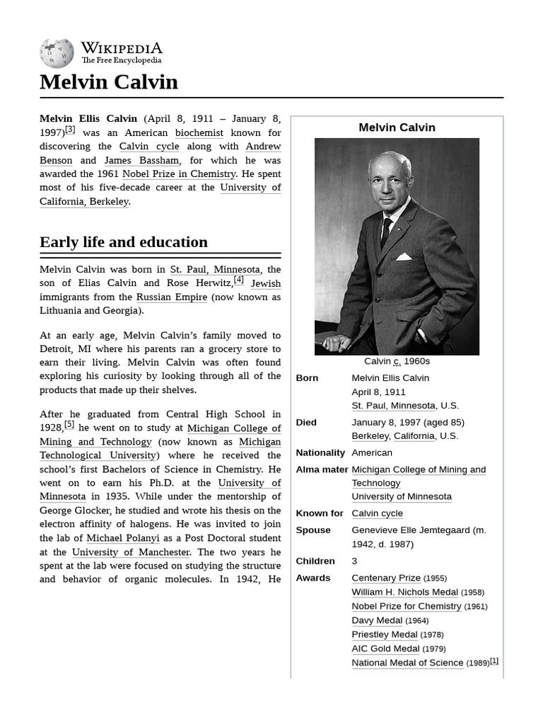 Melvin_Calvin | PDF | Chemistry