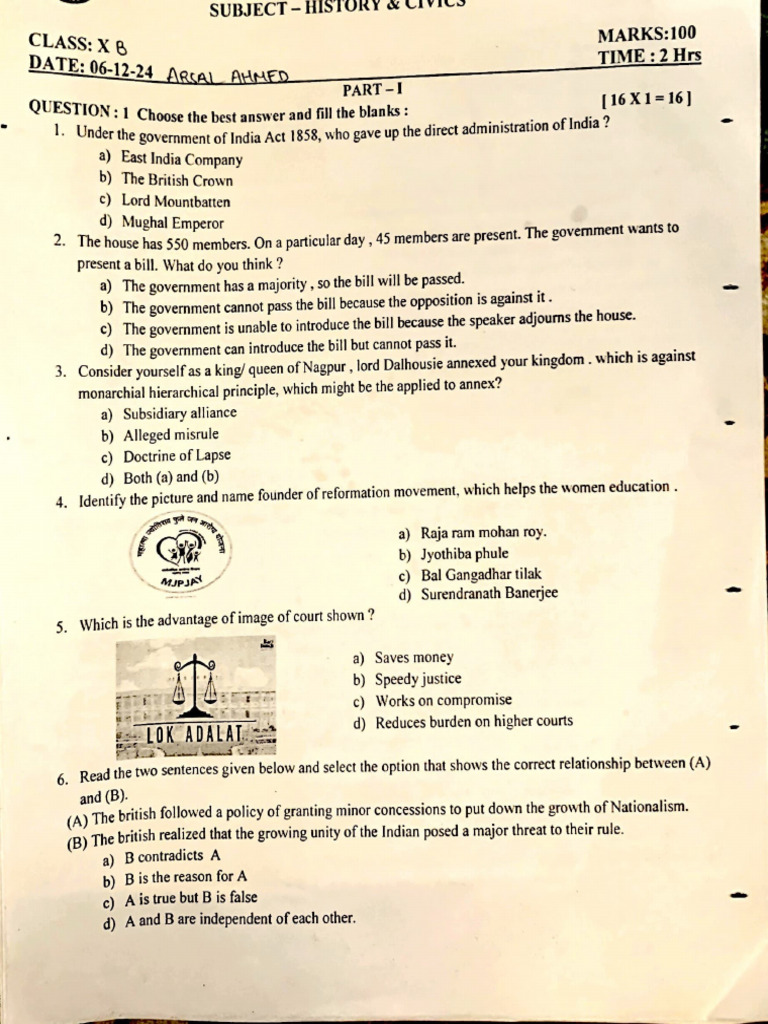 History and Civics Paper | PDF | Government | Forms Of Government