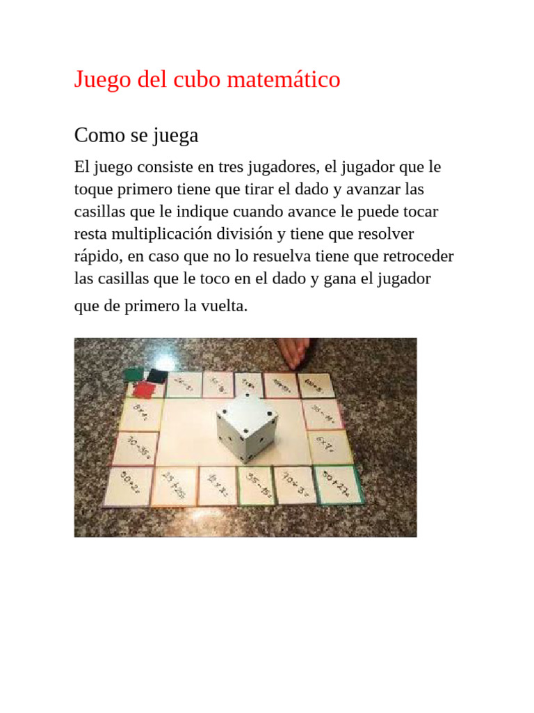 Juego del cubo matemático | PDF