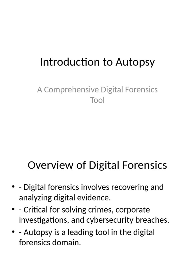 Introduction To Autopsy Pdf