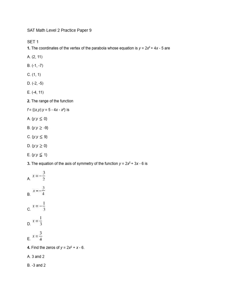 1626697178Rituparna-SAT Math Level 2 Practice Paper 9 | PDF ...