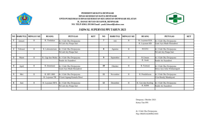 Jadwal Supervisi PPI 2023 | PDF