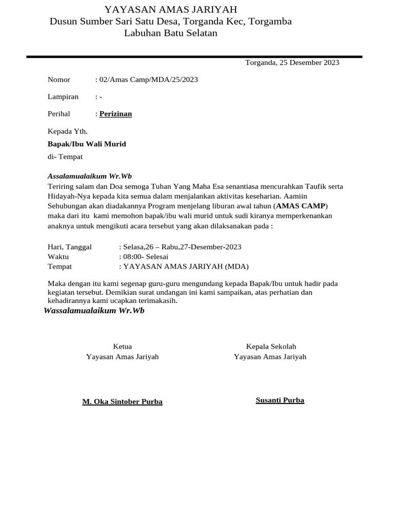 Undangan AMAS CAMP 2023 di Torganda | PDF