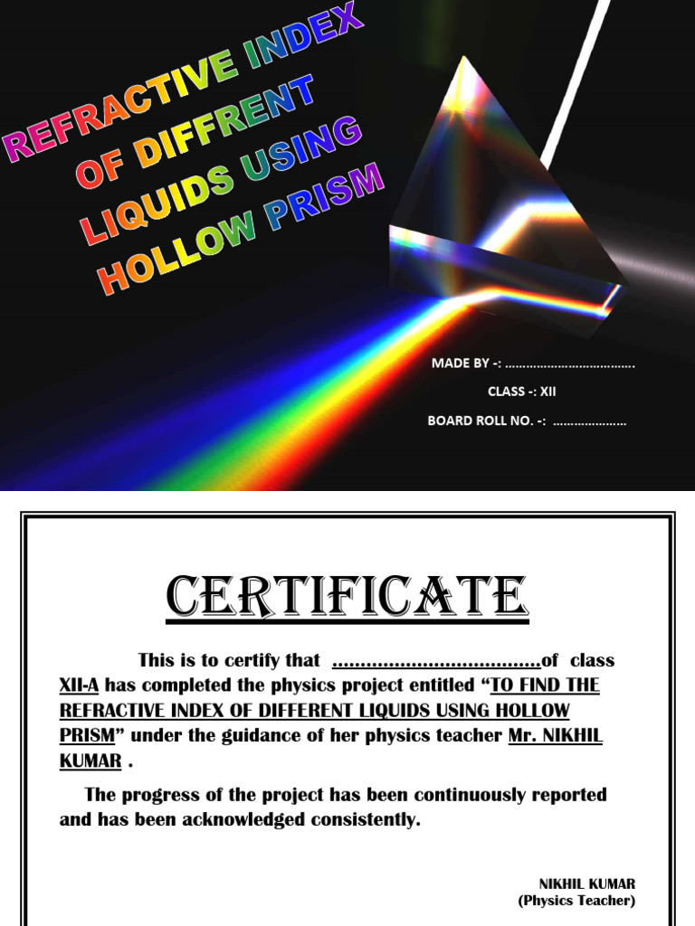 Hollow-Prism XII Physics Investigatory Project | PDF | Refractive Index ...