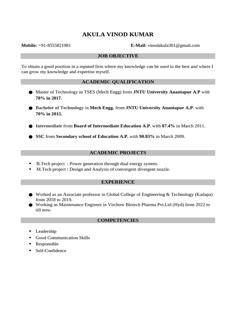 VINOD RESUME 2 (1) | PDF