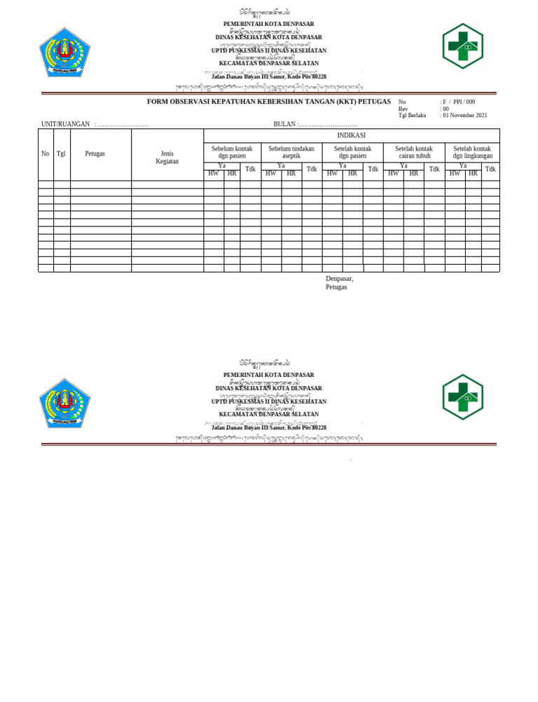 Form Mutu Ppi Hand Hyg | PDF