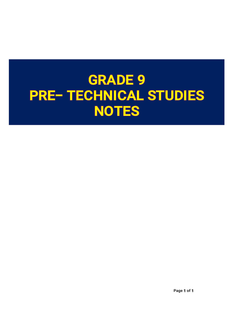 Grade 9 Pre-Technical Safety Notes | PDF | Waste | Wood
