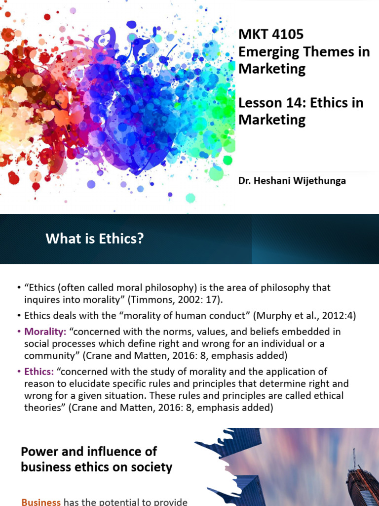 ethics in marketing | PDF | Marketing | Business Ethics