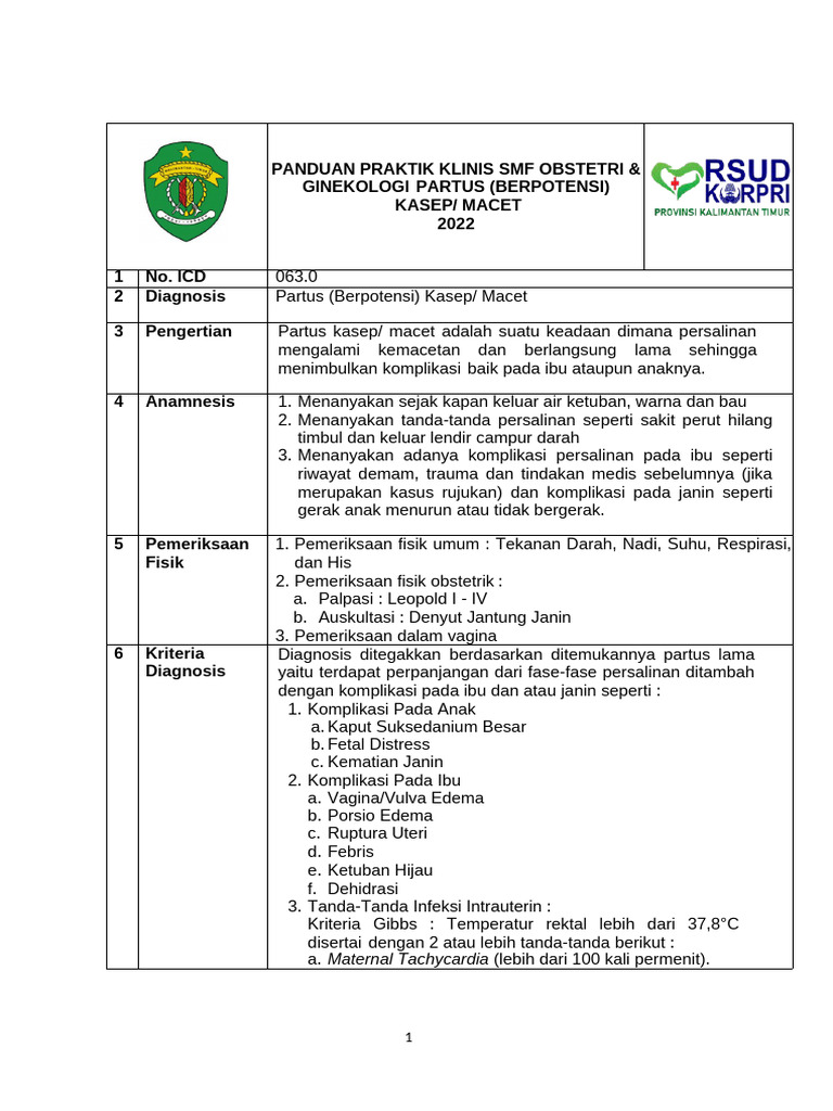 Panduan Penanganan Partus Kasep/Macet | PDF