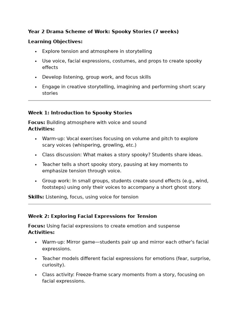 Year 2 - Spooky Stories SOW | PDF | Storytelling