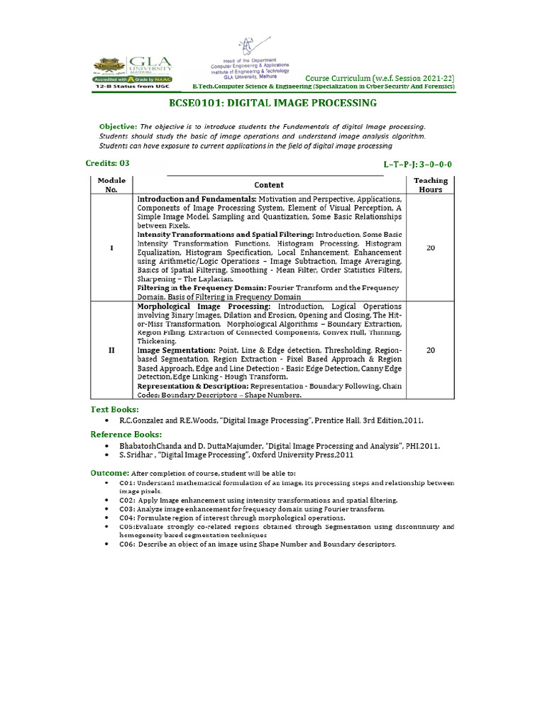 DIP Mid Term Previous Year Papers + Syllabus | PDF