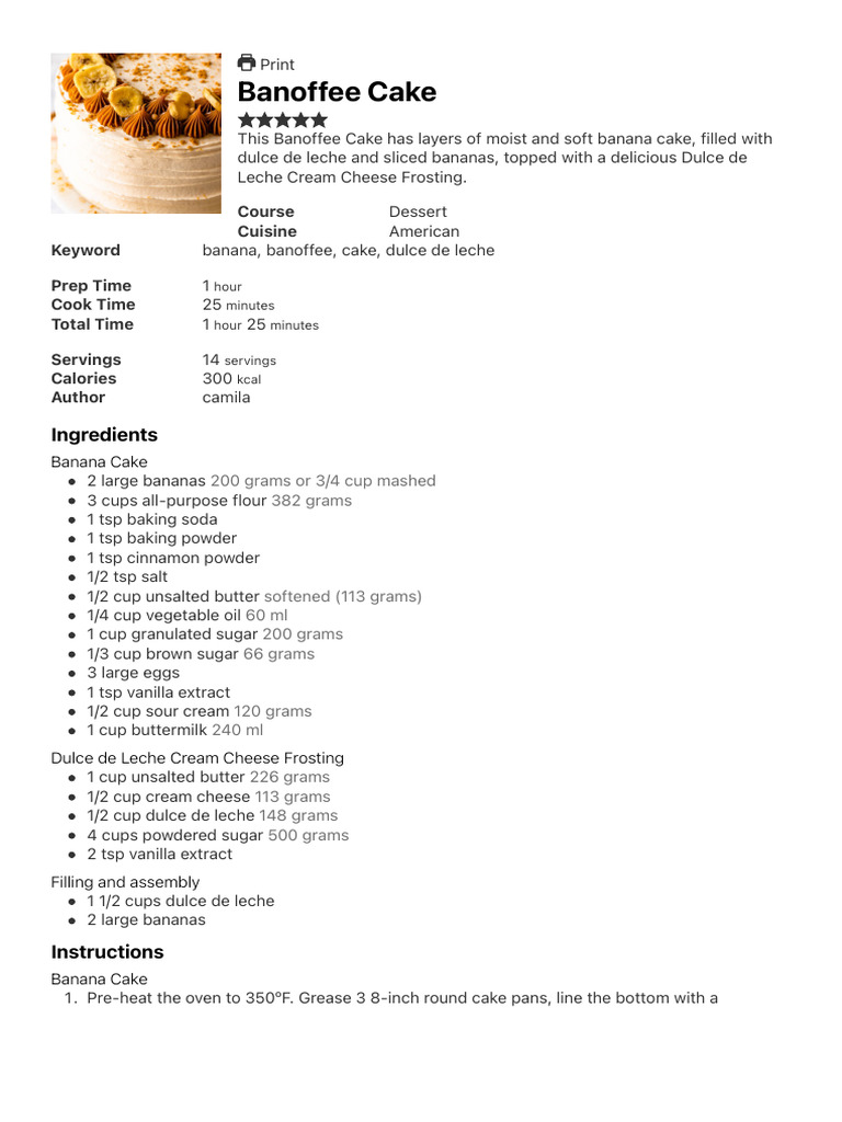 Banoffee Cake - Pies and Tacos | PDF | Cakes | Baking