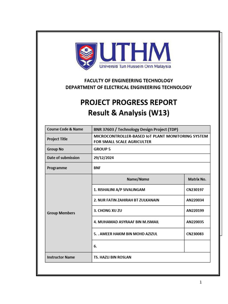 IoT Plant Monitoring System Report | PDF | Humidity | Microcontroller