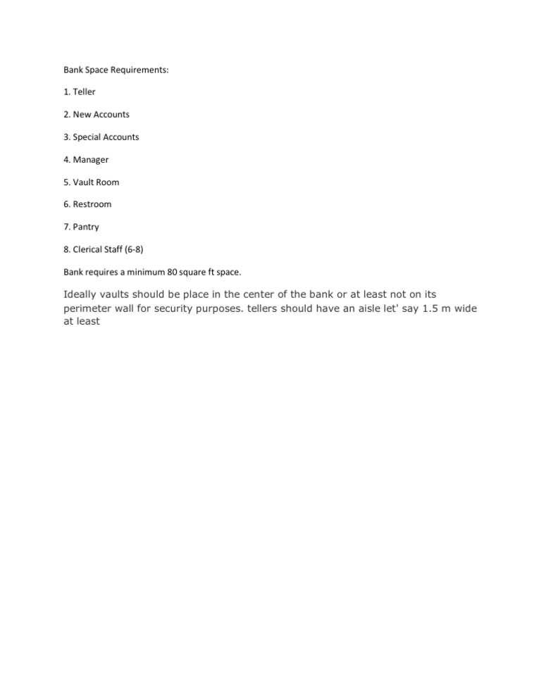 Bank Space Planning Requirements | PDF