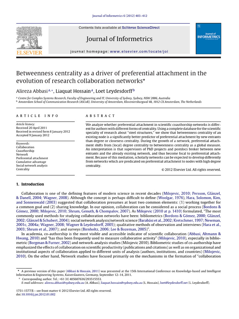 Betweenness centrality as a driver of preferential attachment in the ... Betweenness centrality as a driver of preferential attachment in the ...
