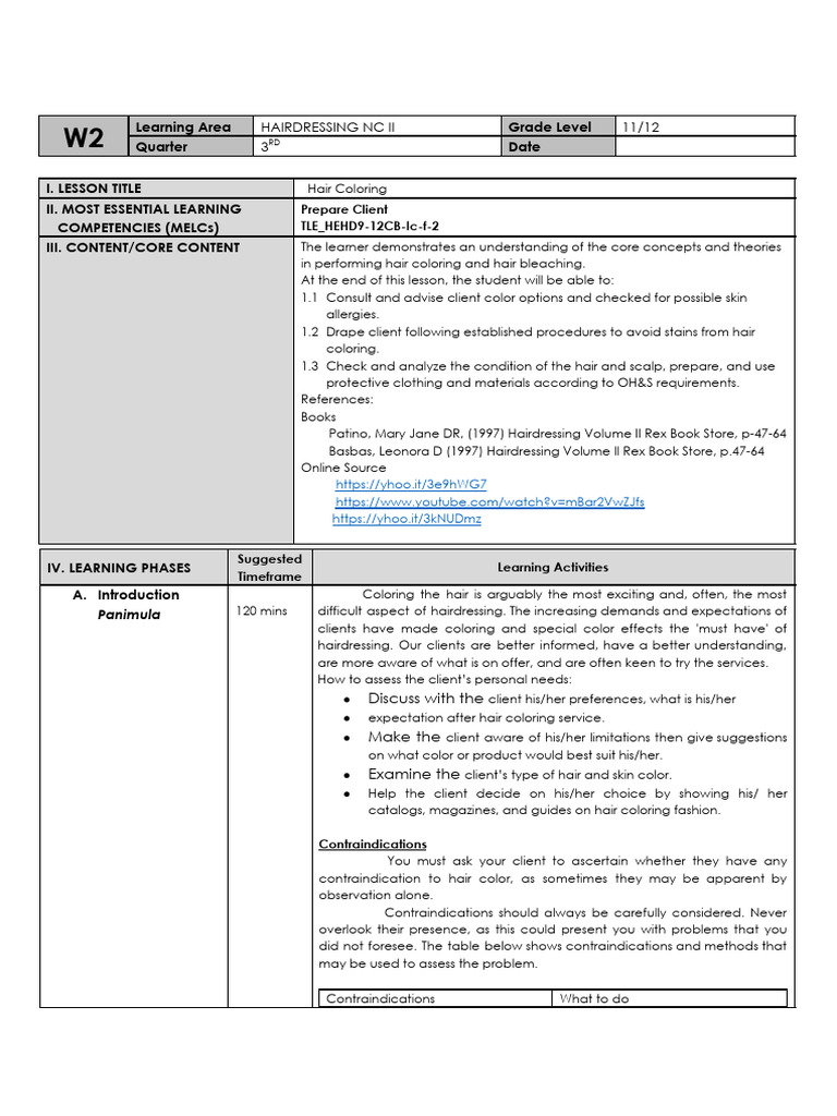 Hairdressing 11 and 12 Activity 2 | PDF