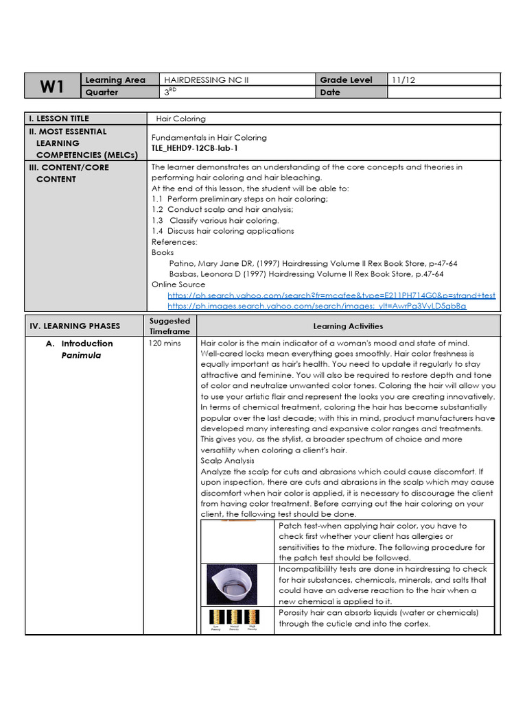 Hairdressing 11 and 12 Activity 1 | PDF
