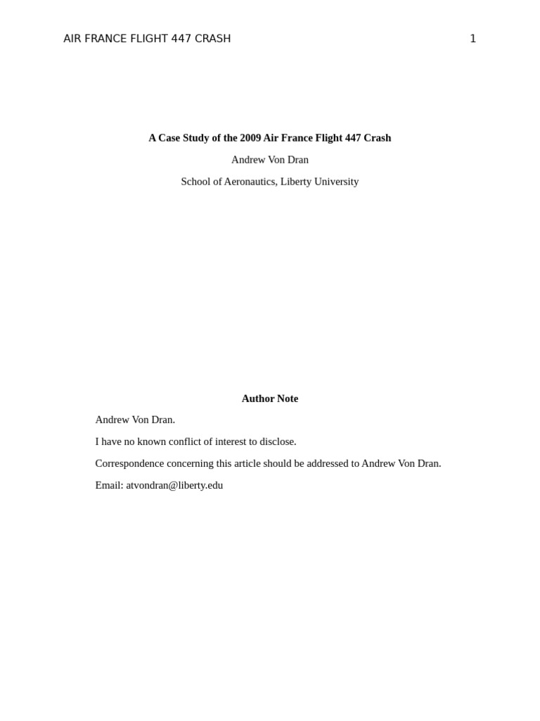 A Case Study of The 2009 Air France Flight 447 Crash | PDF | Aviation ...