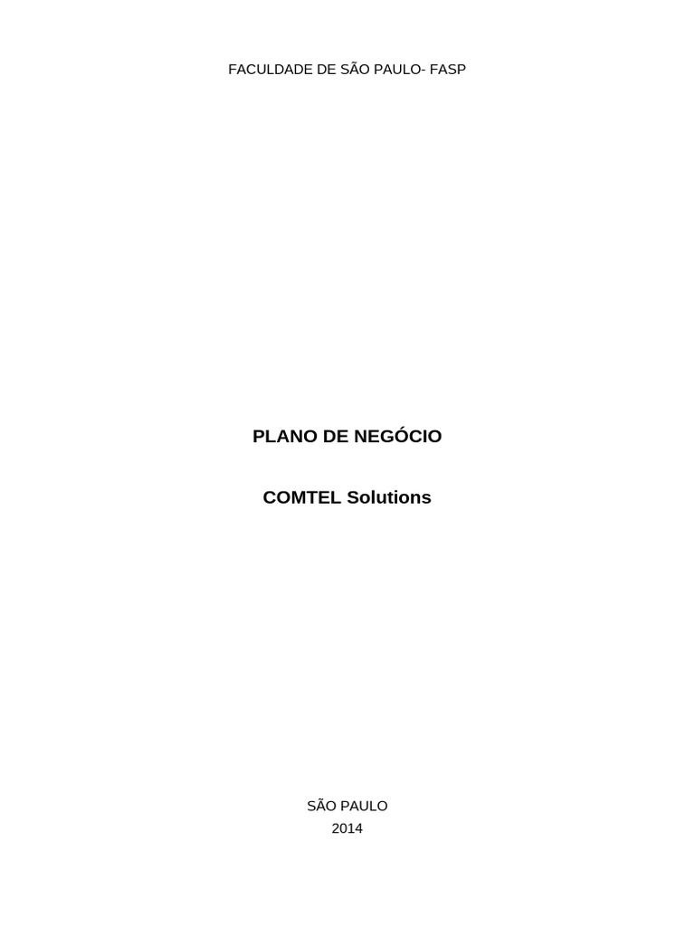 Plano de Negócio Comtel Solutions | PDF | Marketing | Gestão de ...