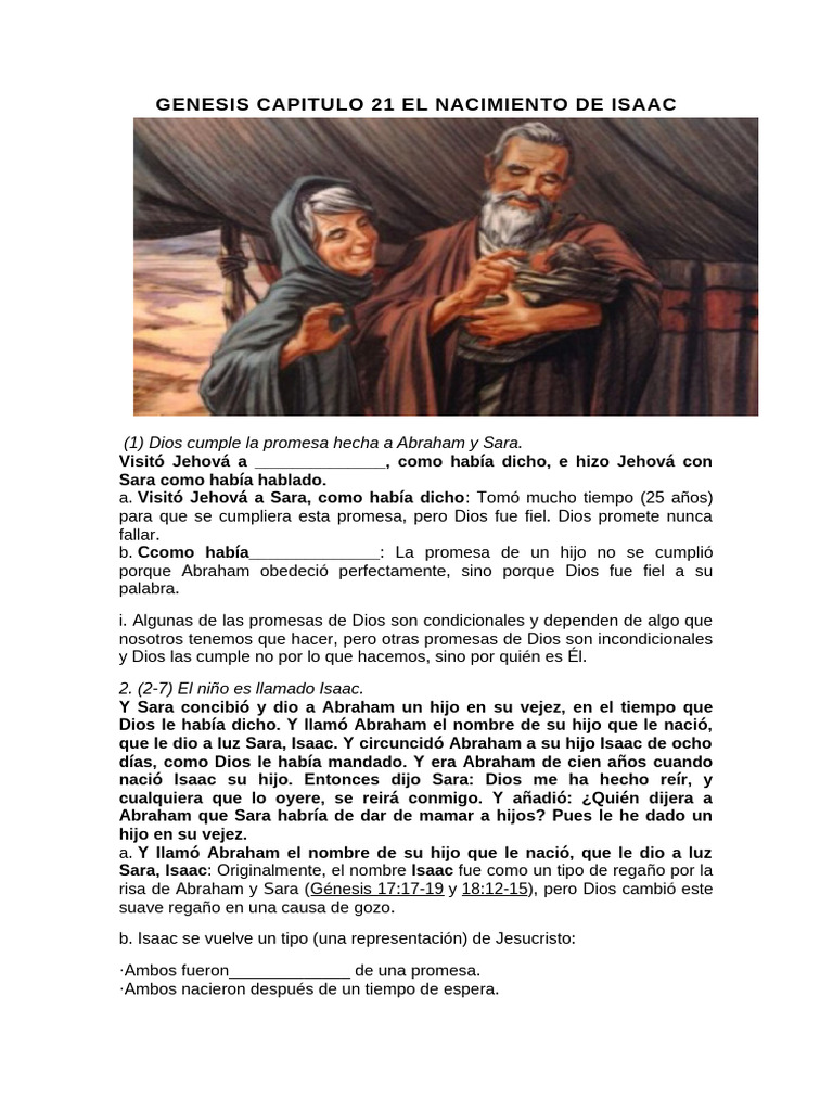Genesis Capitulo 21 El Nacimiento de Isaac | PDF
