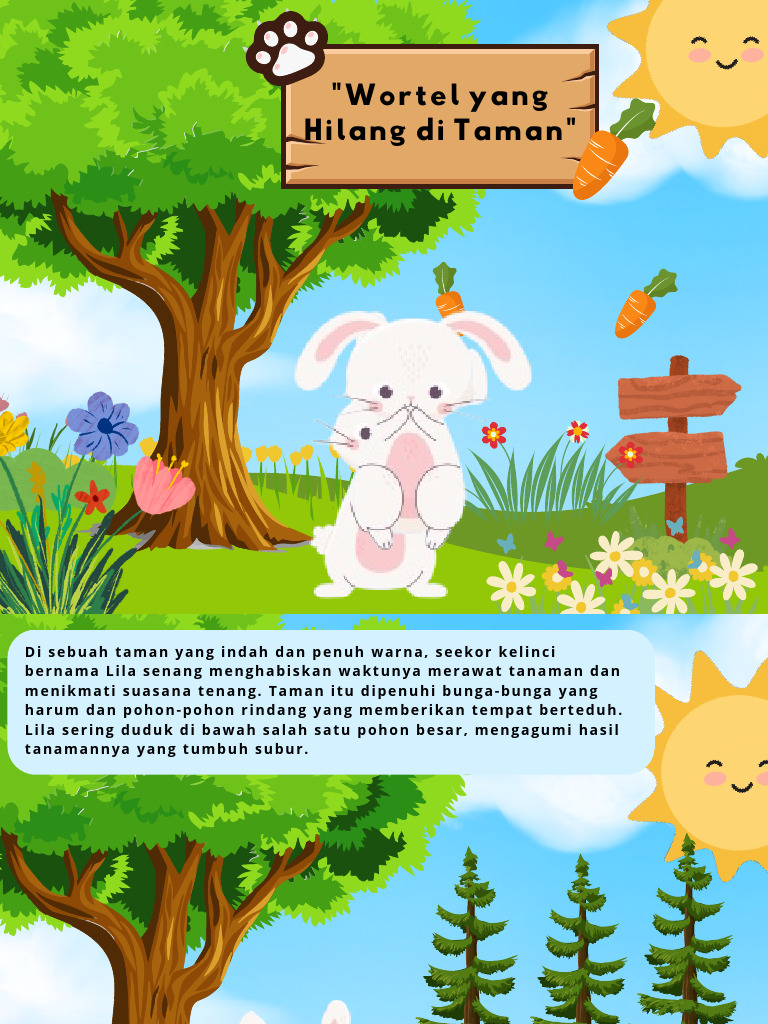 Pada Suatu Pagi Yang Cerah, Ruby Si Kelinci Kecil Pergi Ke Kebun Untuk Bermain. Ruby Membawa ...