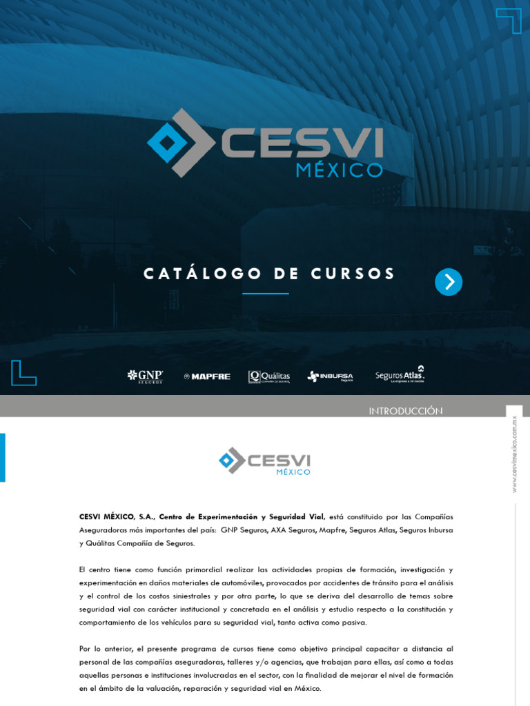 Catálogo de Cursos CESVI México | PDF | Seguro | Póliza de seguros
