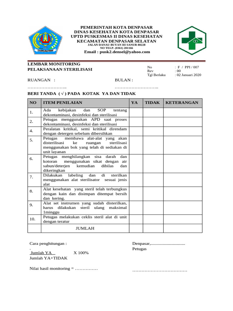 Form Ppi Monev Sterilisasi | PDF