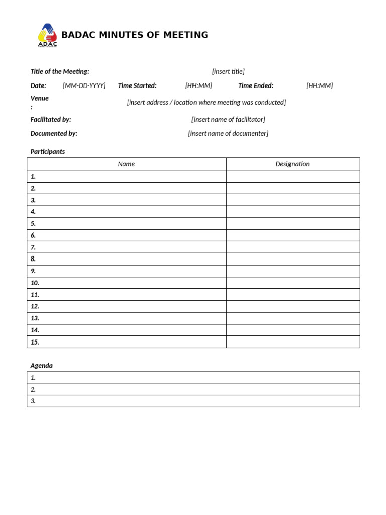 BADAC Form - Minutes of Meeting | PDF