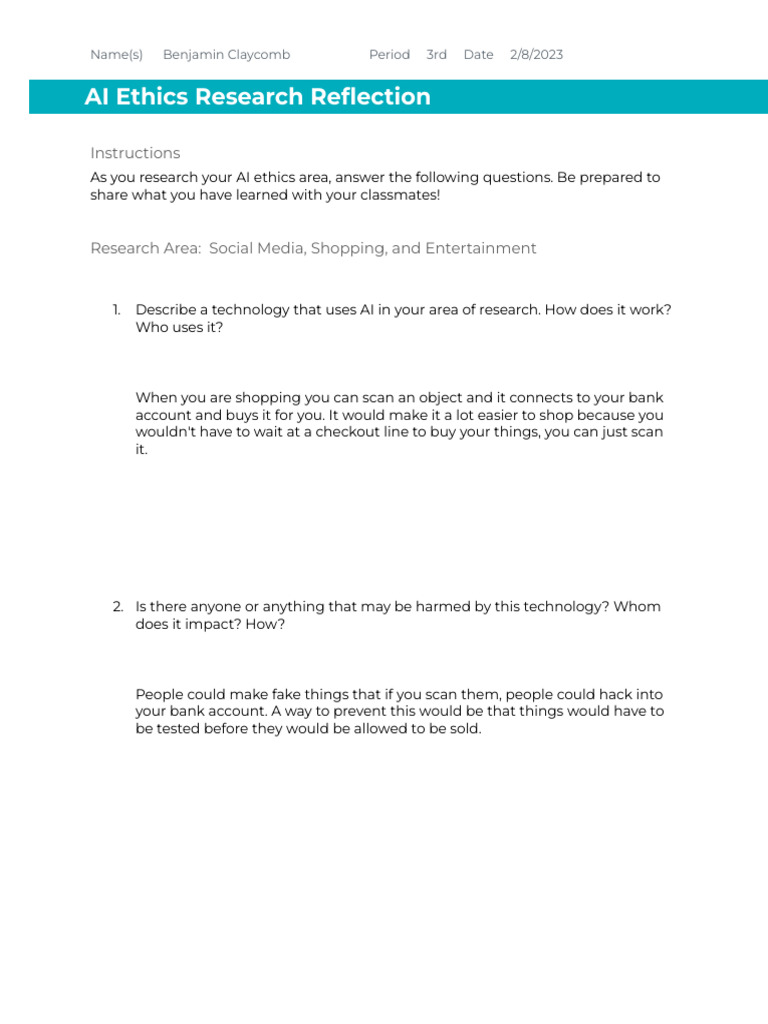 AI Topic Reflection | PDF