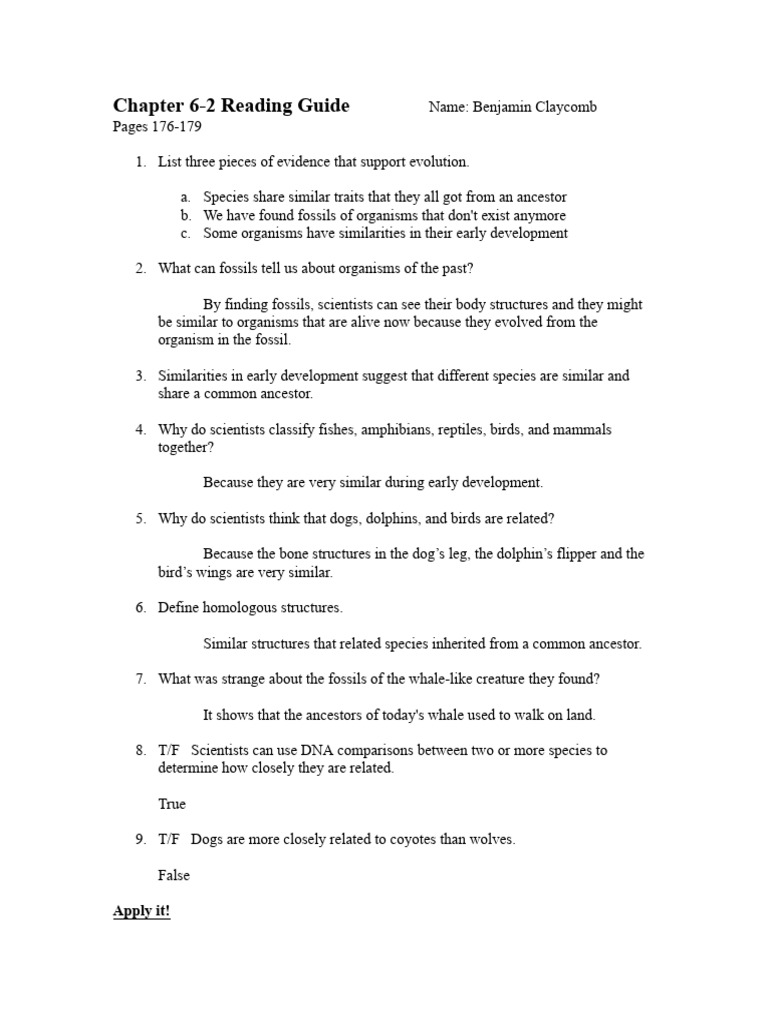 Evolution Evidence and Classification Guide | PDF