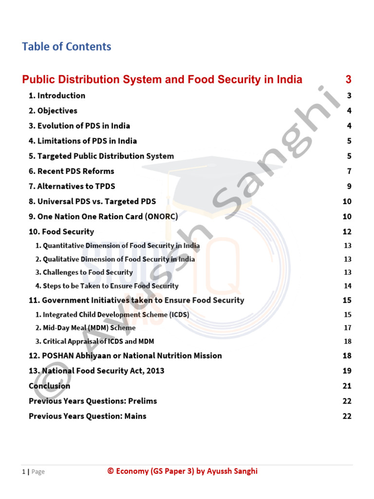 PDS and Food Security in India Explained | PDF | Food Security